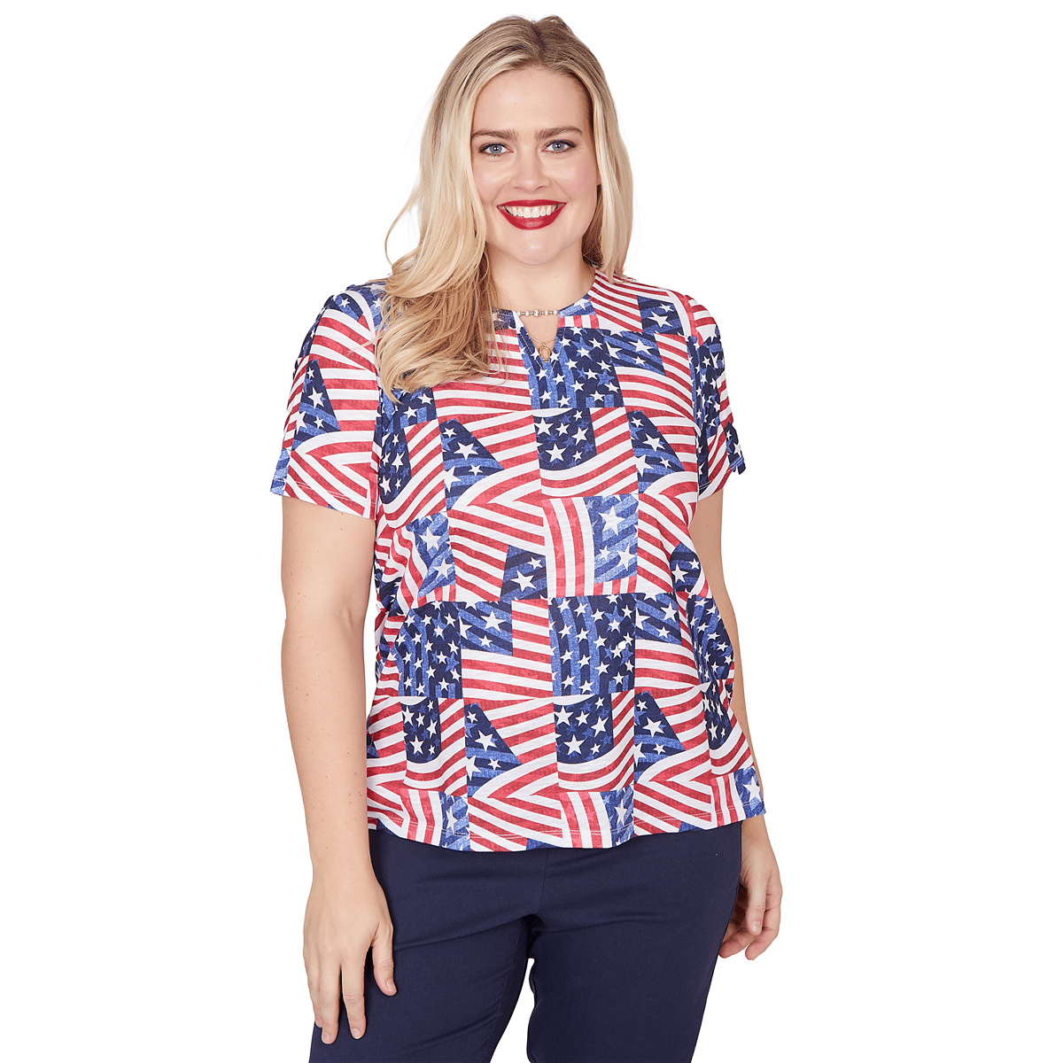 Click here for Womens Alfred Dunner Lady Liberty American Flag Ke... prices