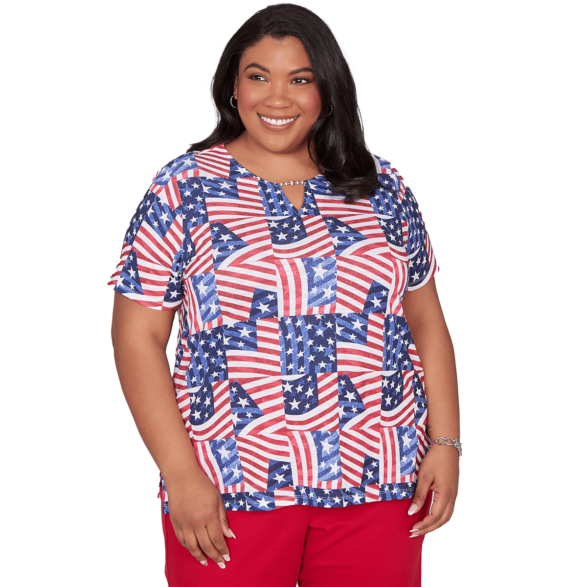 Click here for Plus Size Alfred Dunner Lady Liberty American Flag... prices