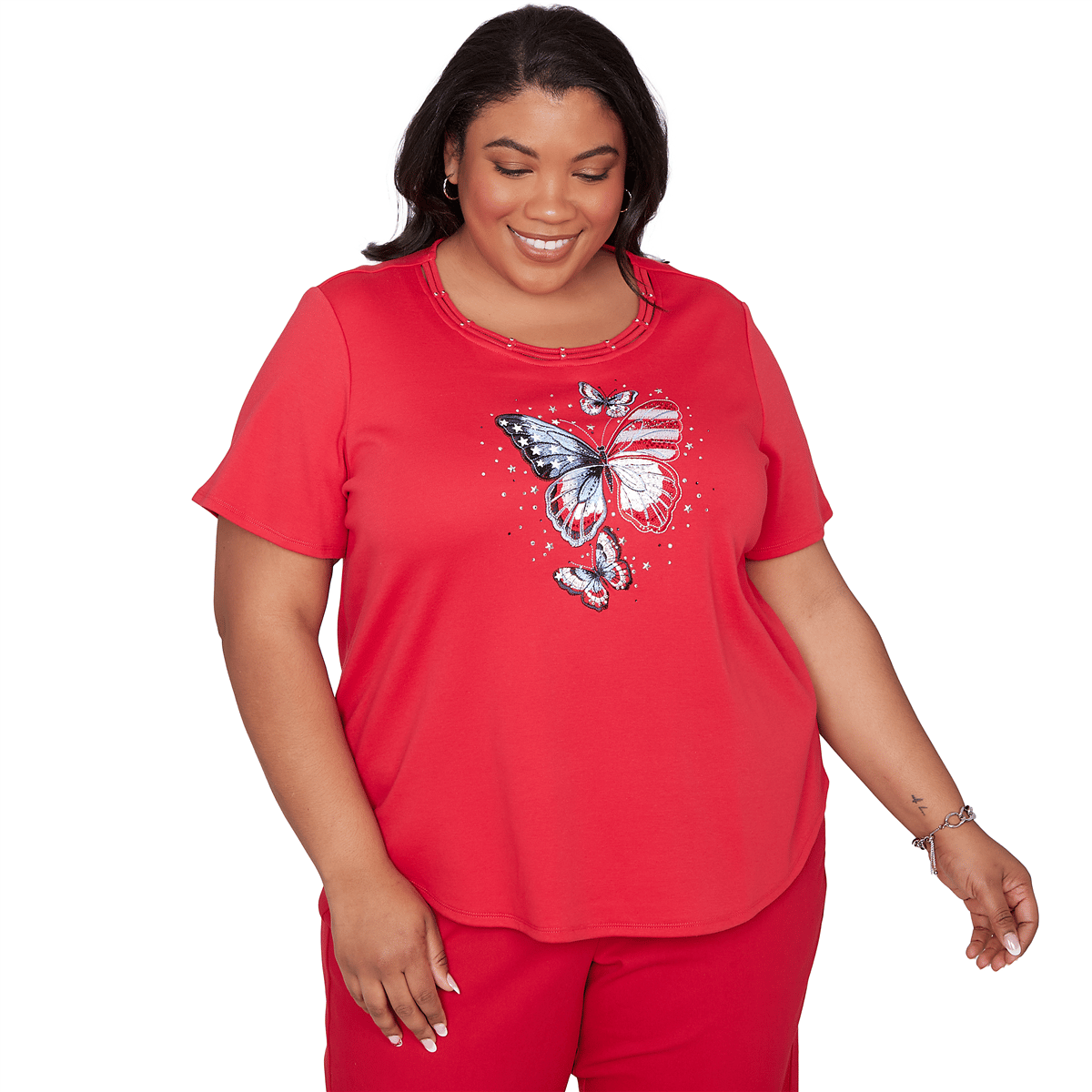 Click here for Plus Size Alfred Dunner Lady Liberty Butterfly Emb... prices