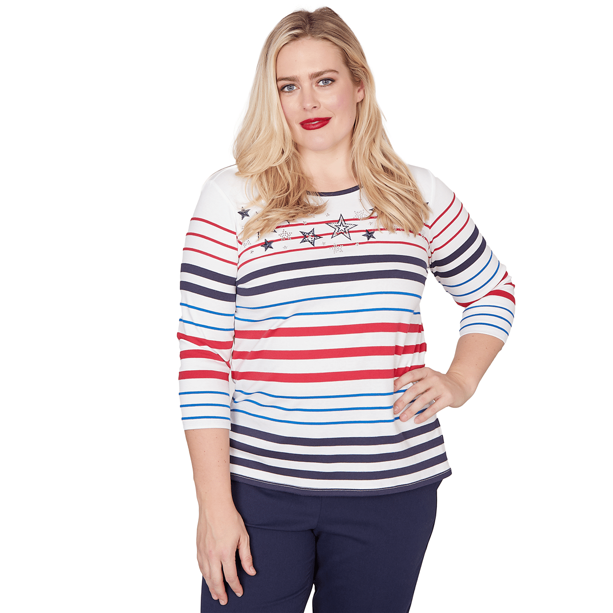 Click here for Petite Alfred Dunner Lady Liberty Americana Stripe... prices