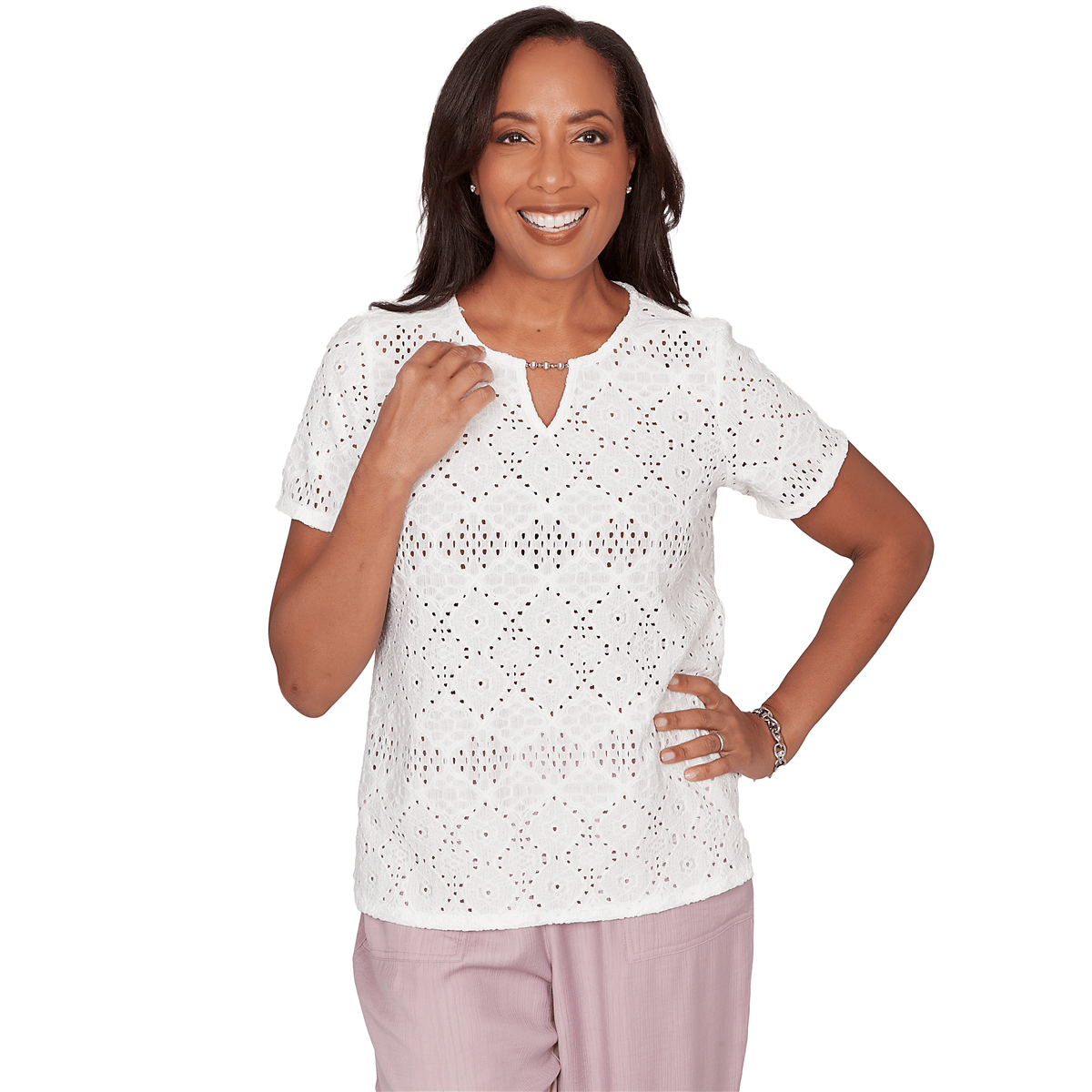 Click here for Petite Alfred Dunner Vintage Charm Geometric Eyele... prices