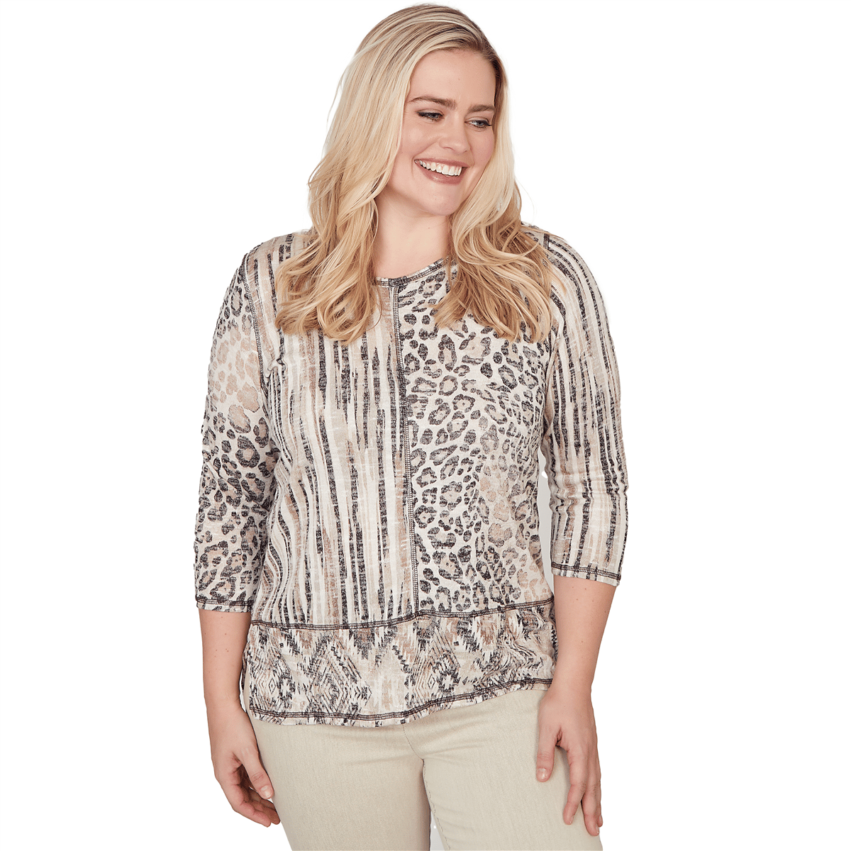 Click here for Womens Alfred Dunner Detail Driven 3/4 Sleeve Spli... prices