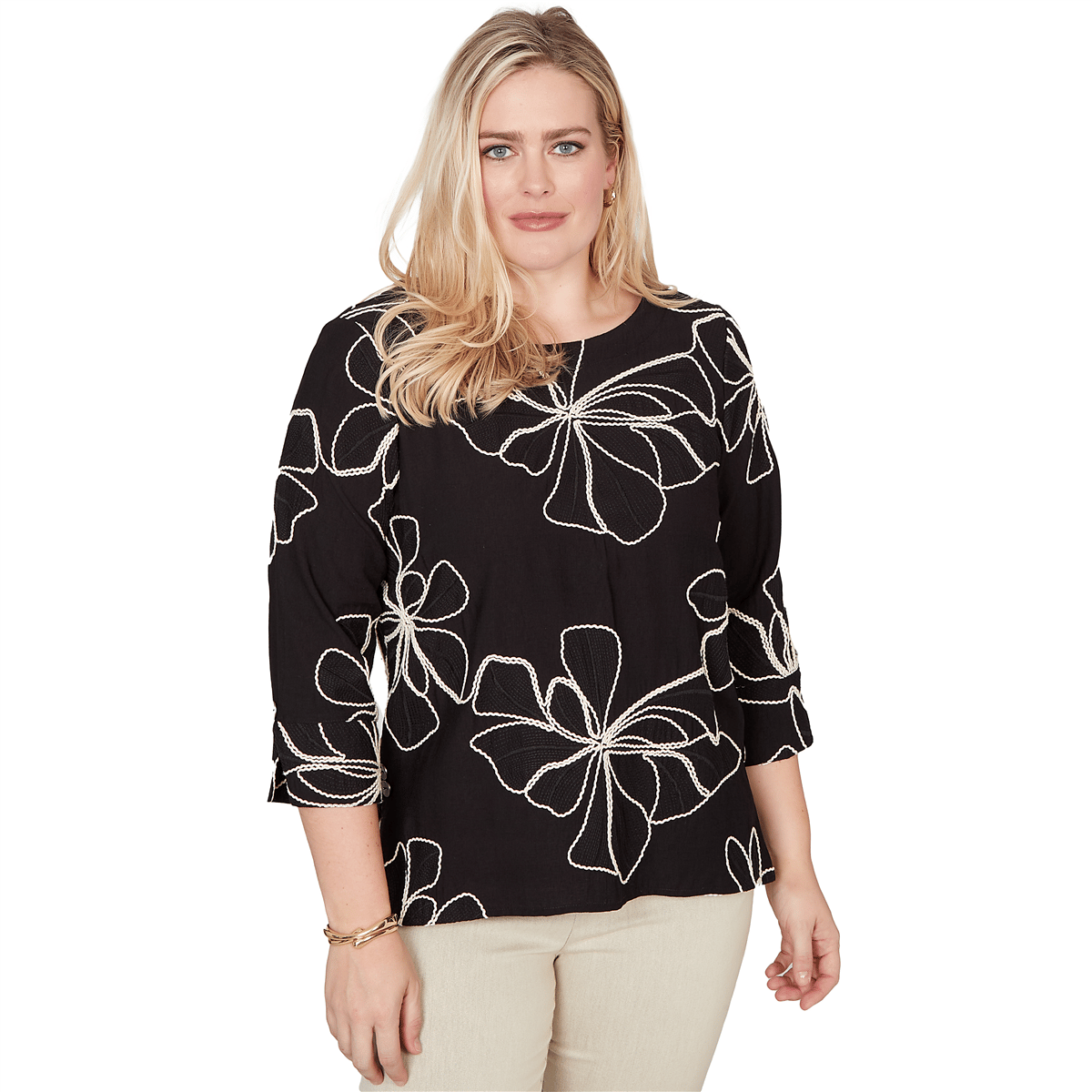 Click here for Petite Alfred Dunner Detail Driven Floral Embroide... prices