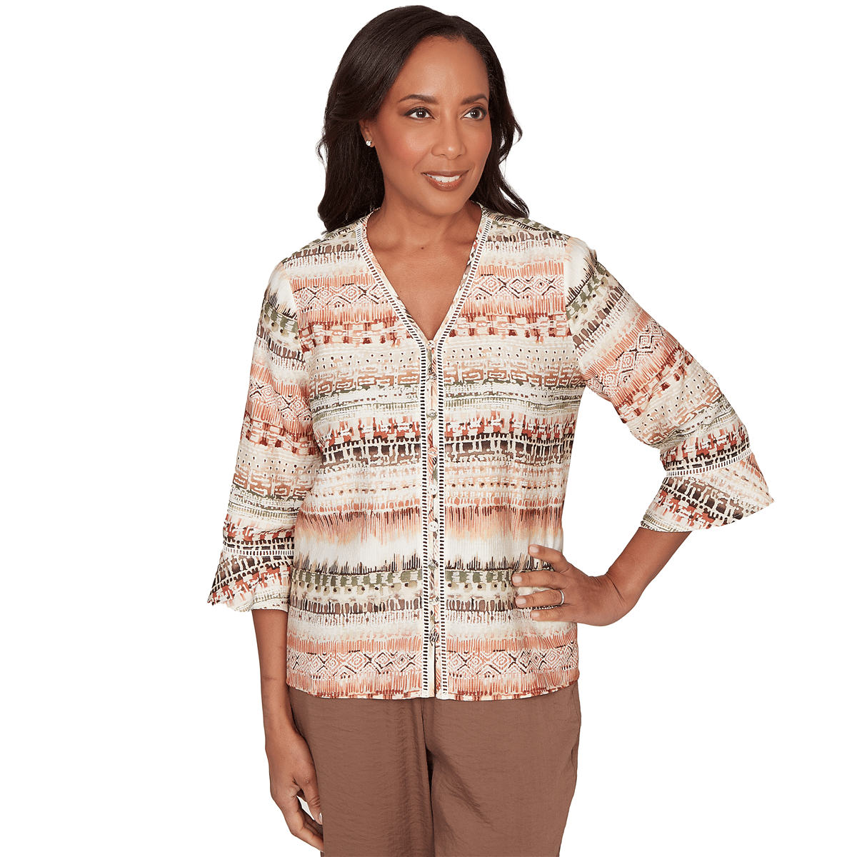 Click here for Womens Alfred Dunner Spice Market 3/4 Flounce Slee... prices