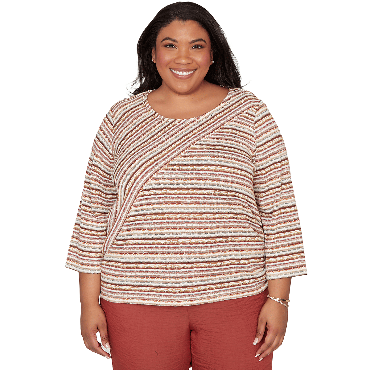 Click here for Plus Size Alfred Dunner Spice Market Splice Stripe... prices