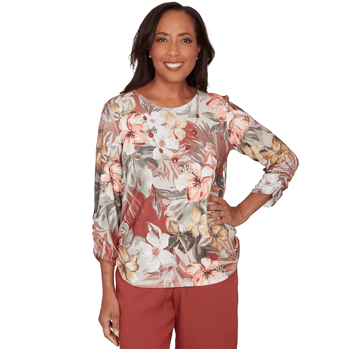 Click here for Petite Alfred Dunner Spice Market Dramatic Floral... prices