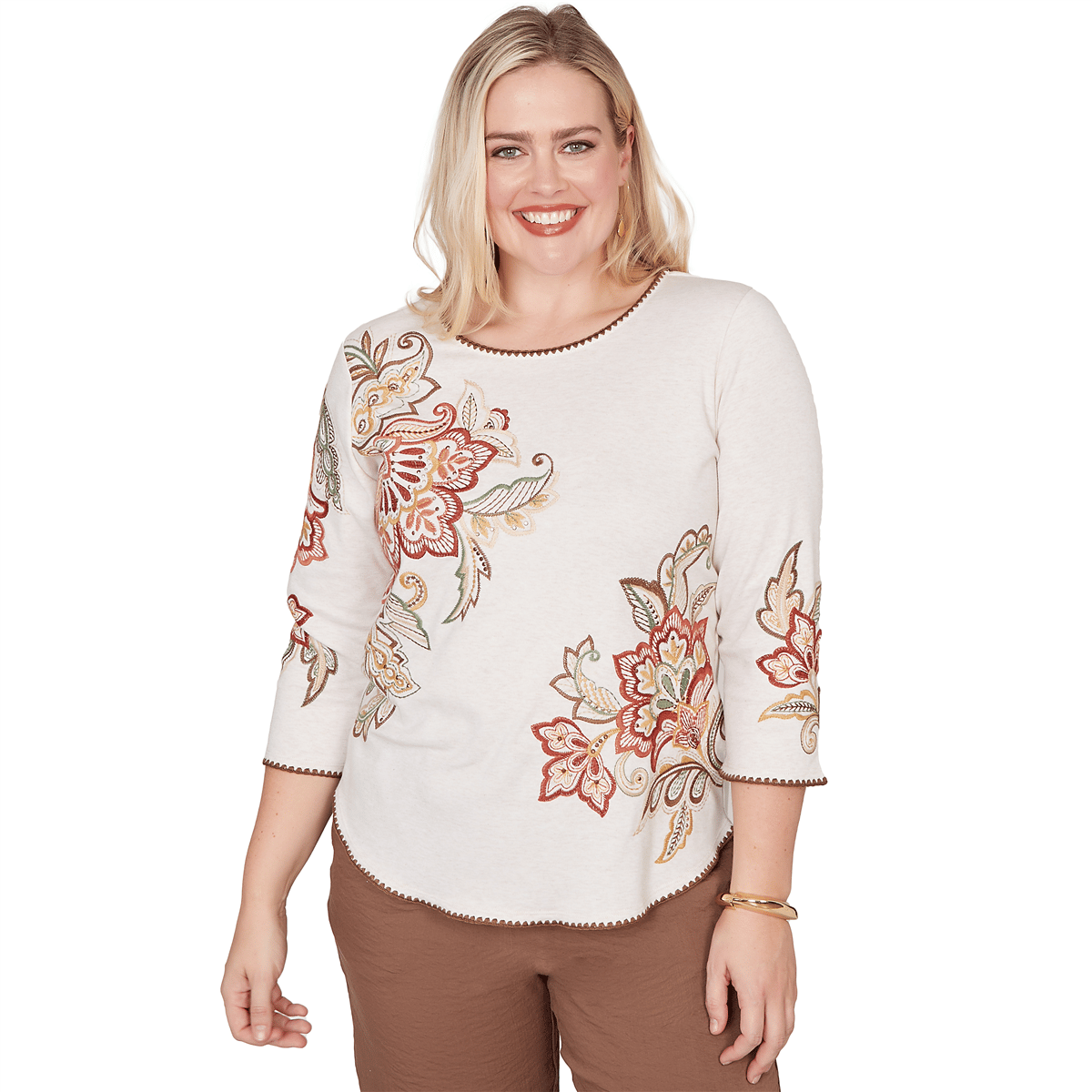 Click here for Petite Alfred Dunner Spice Market Floral Embroider... prices