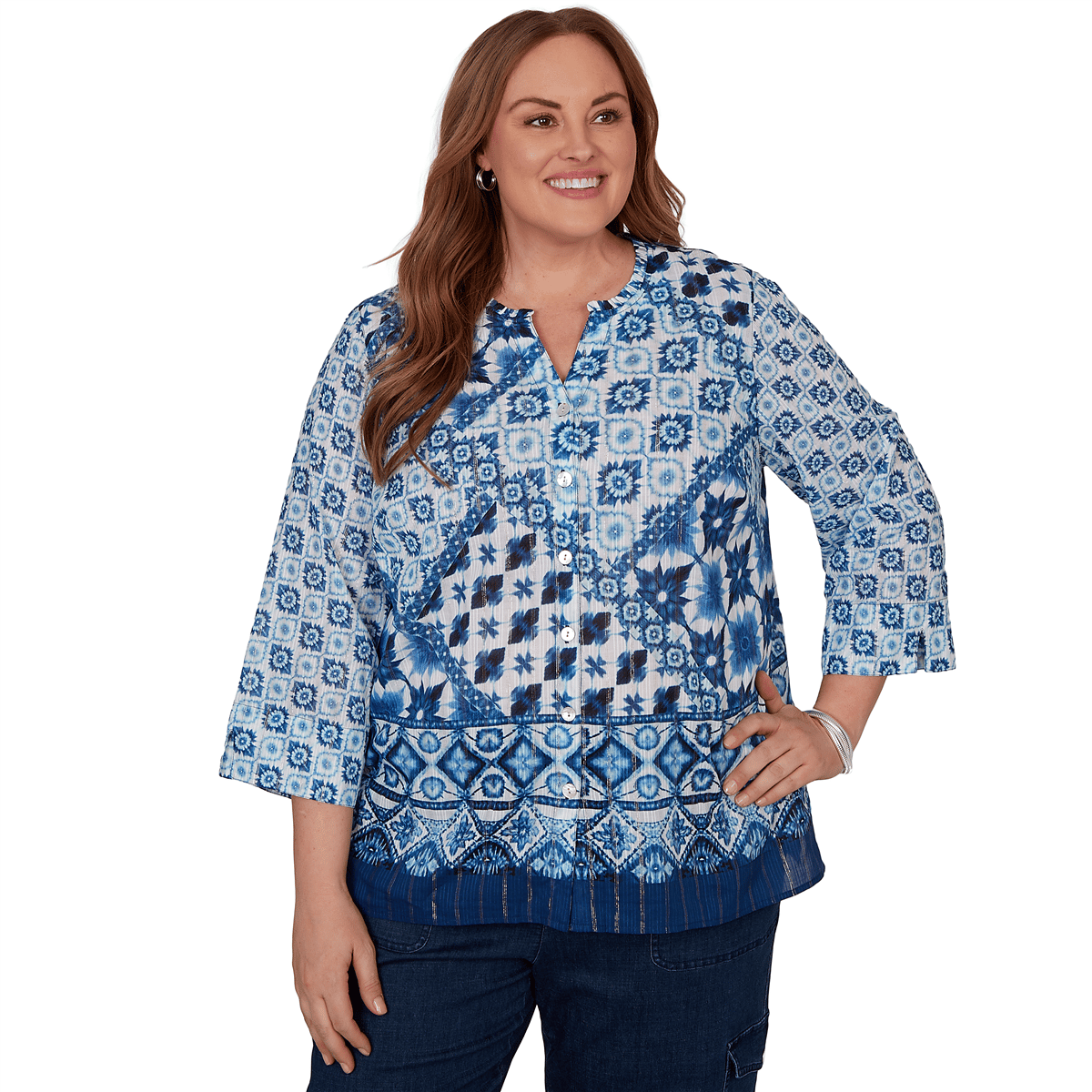 Click here for Plus Size Alfred Dunner Indigo Girls 3/4 Sleeve Pa... prices