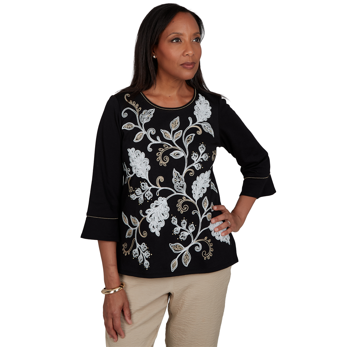 Click here for Womens Alfred Dunner Travel Advisory Leaf Embroide... prices