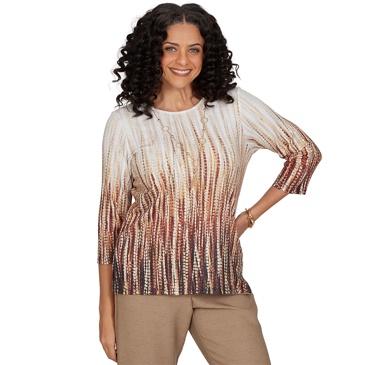 Click here for Womens Alfred Dunner Union Square 3/4 Sleeve Ombre... prices
