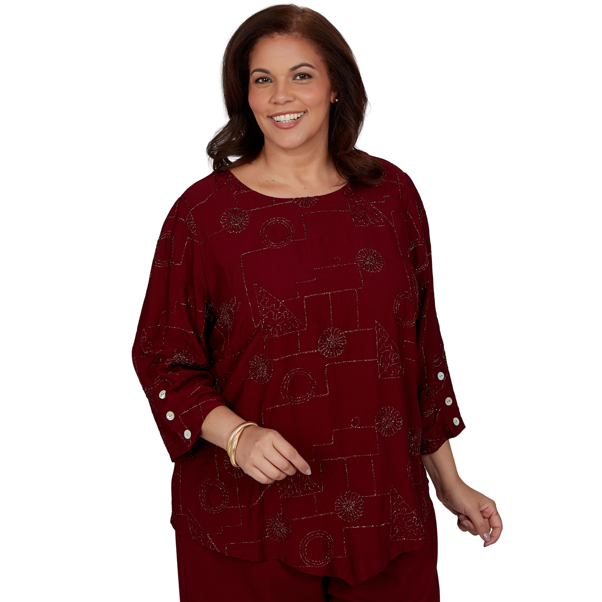 Click here for Plus Size Alfred Dunner Union 3/4 Sleeve Sparkle S... prices