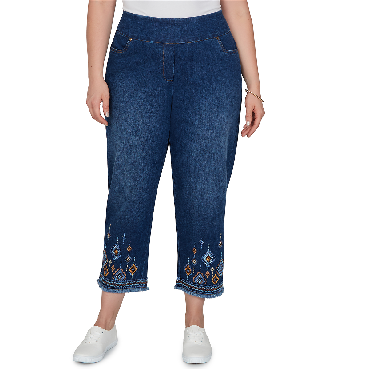 Alfred Dunner Plus Size Pull-On Mid-Rise Cropped-Ankle Denim Pants - Indigo