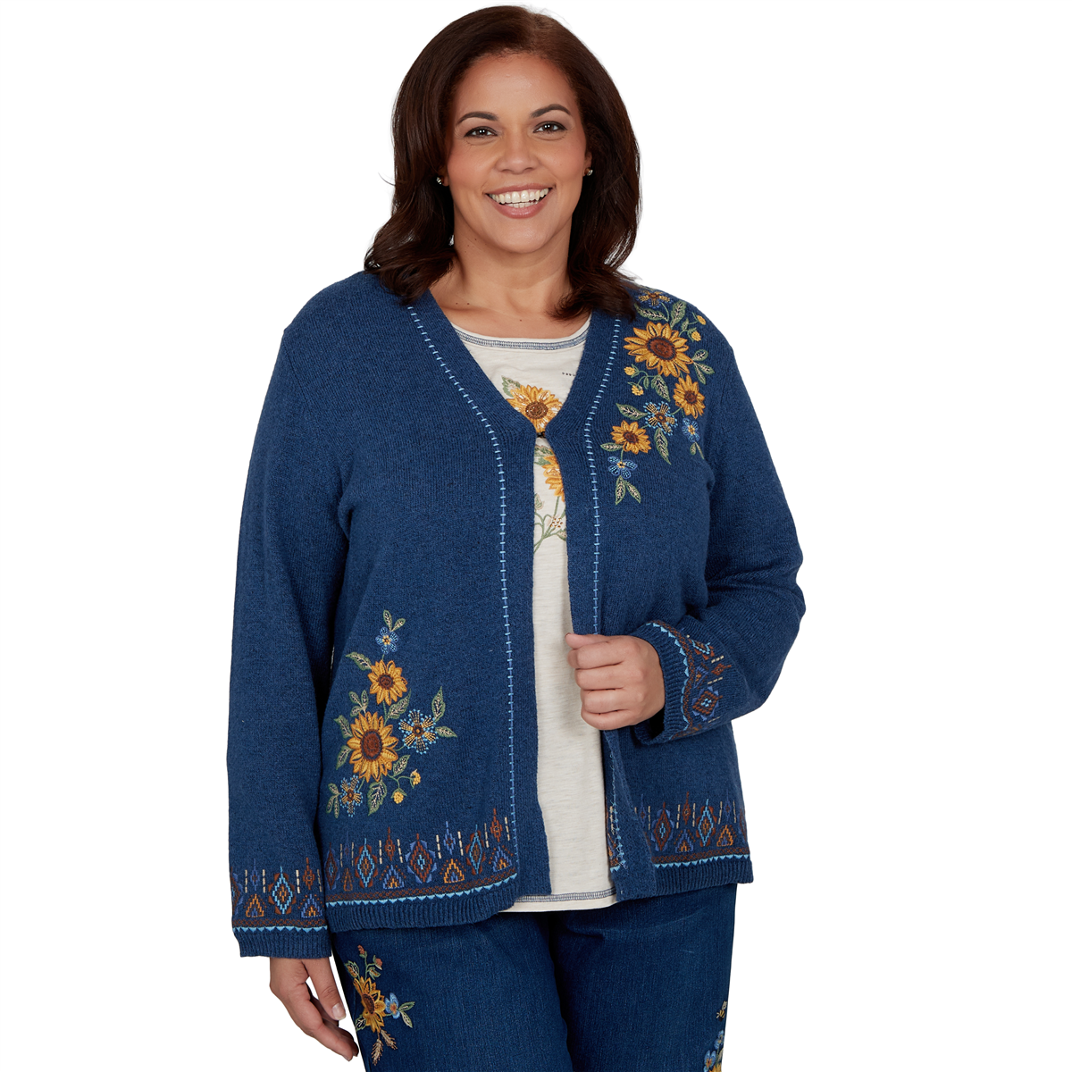 Click here for Plus Size Alfred Dunner Tuscany Sunflower Embroide... prices