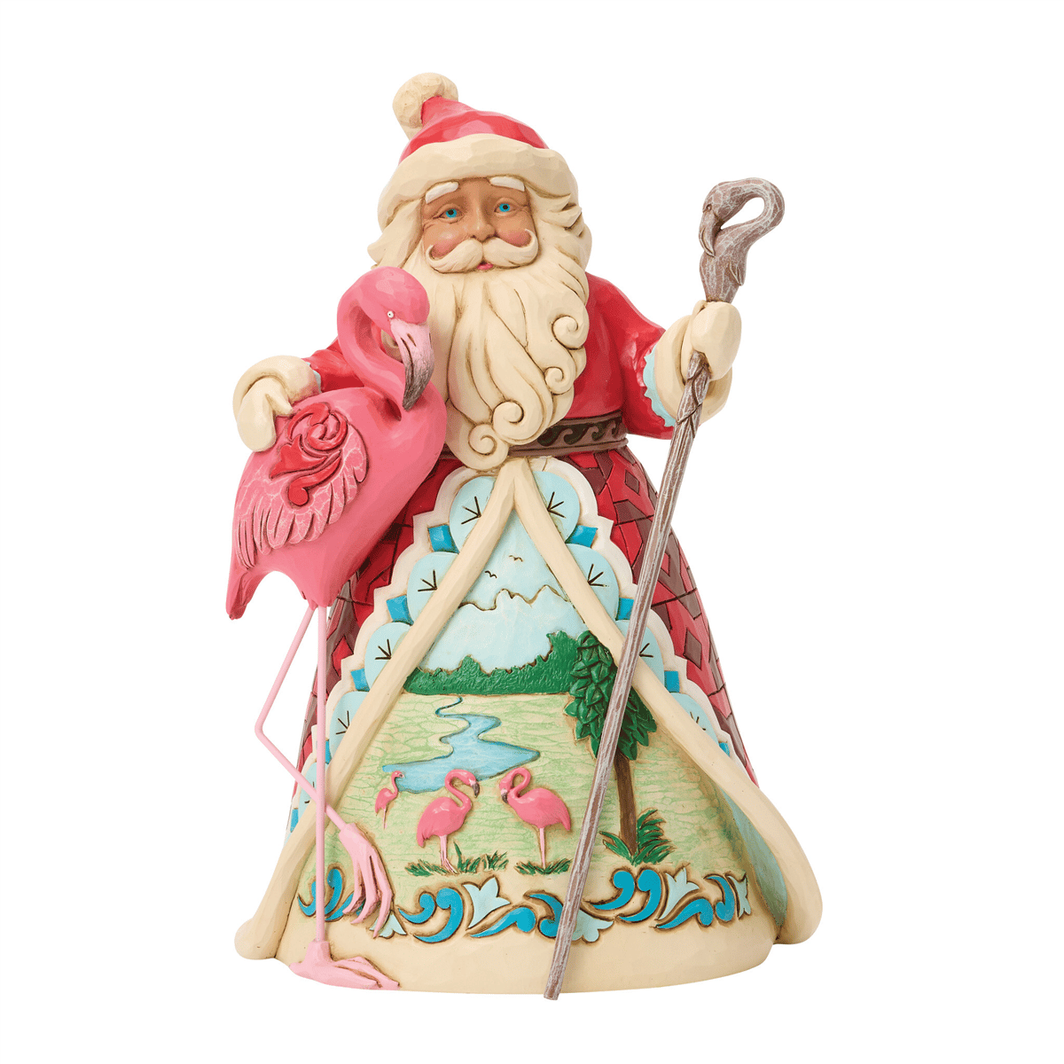 Click here for Jim Shore Heartwood Creek Santa with Flamingo Figu... prices
