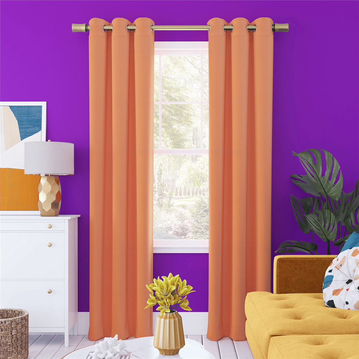 Harper Bright Vibes 100 Blackout Grommet Curtain Panel - Yellow