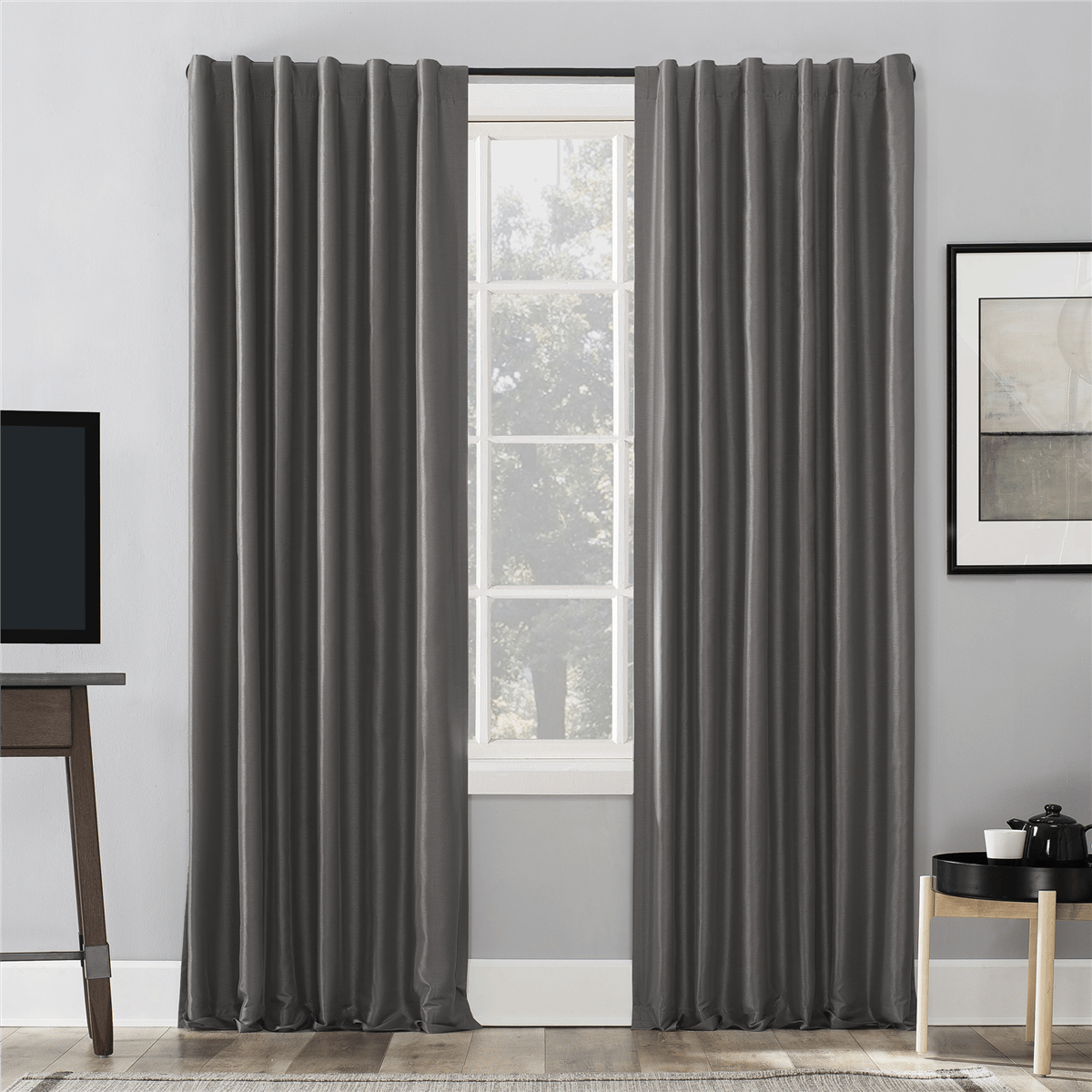 Evelina Faux Dupioni Silk Thermal Extreme 100 Blackout Back Tab Curtain Panel - Blush Pink