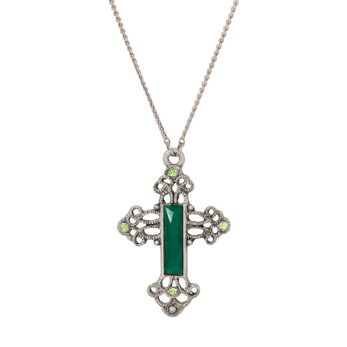 Click here for Symbols of Faith Pewter Silver-Tone Green Cross 30... prices