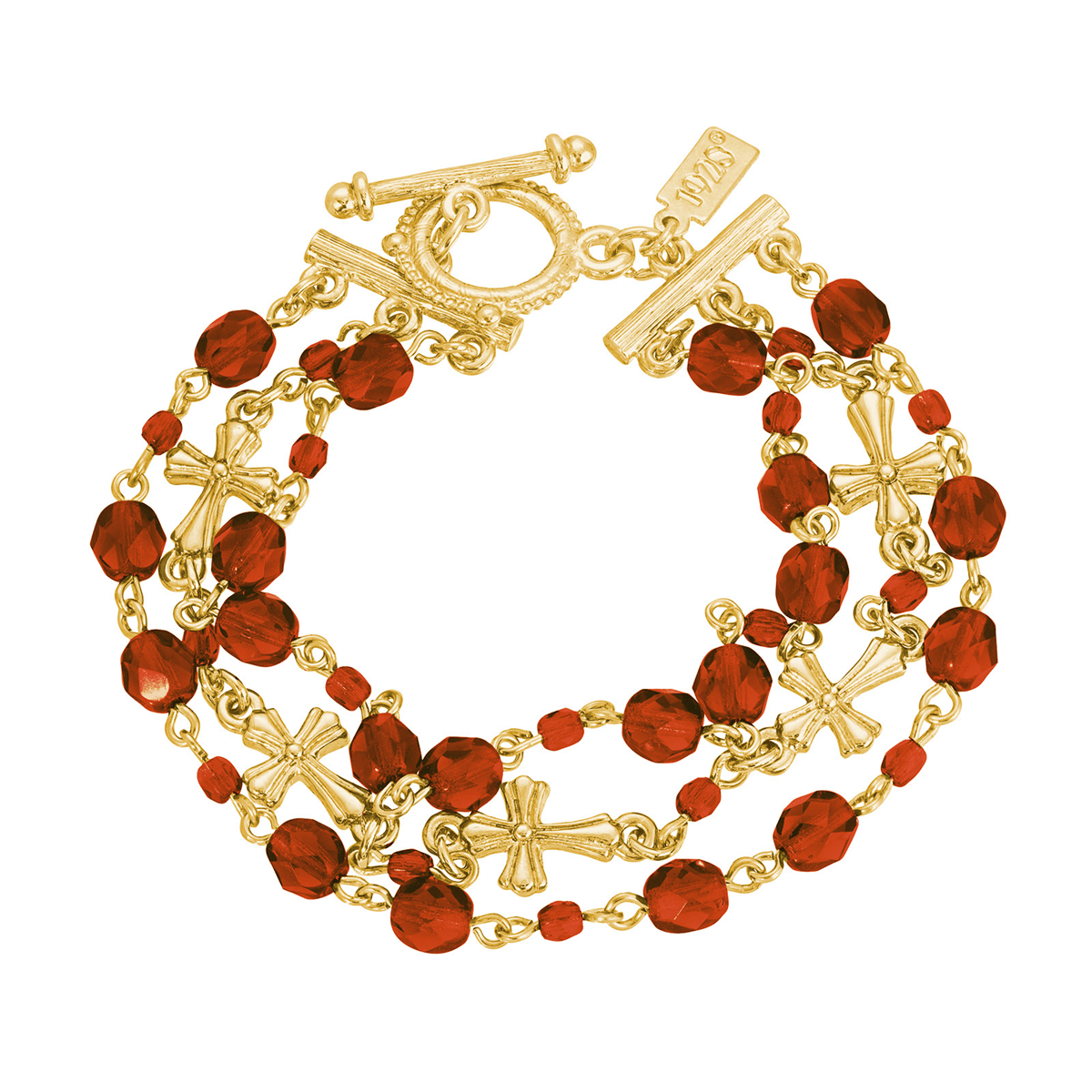 Click here for Symbols of Faith 14kt. Gold-Dipped 3-Row Bead & Cr... prices