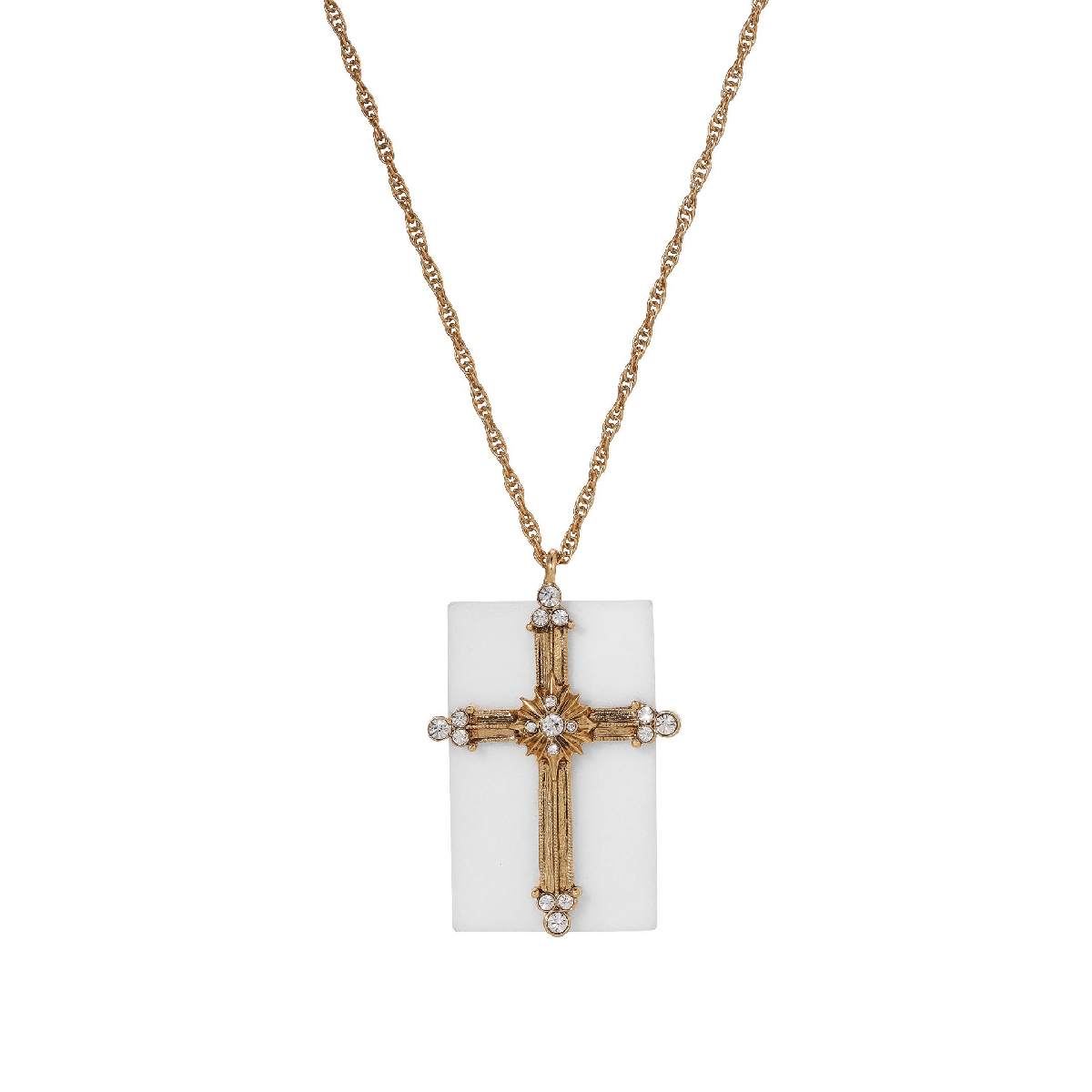 Click here for Symbols of Faith 14kt. Gold-Dipped White Quartz Cr... prices