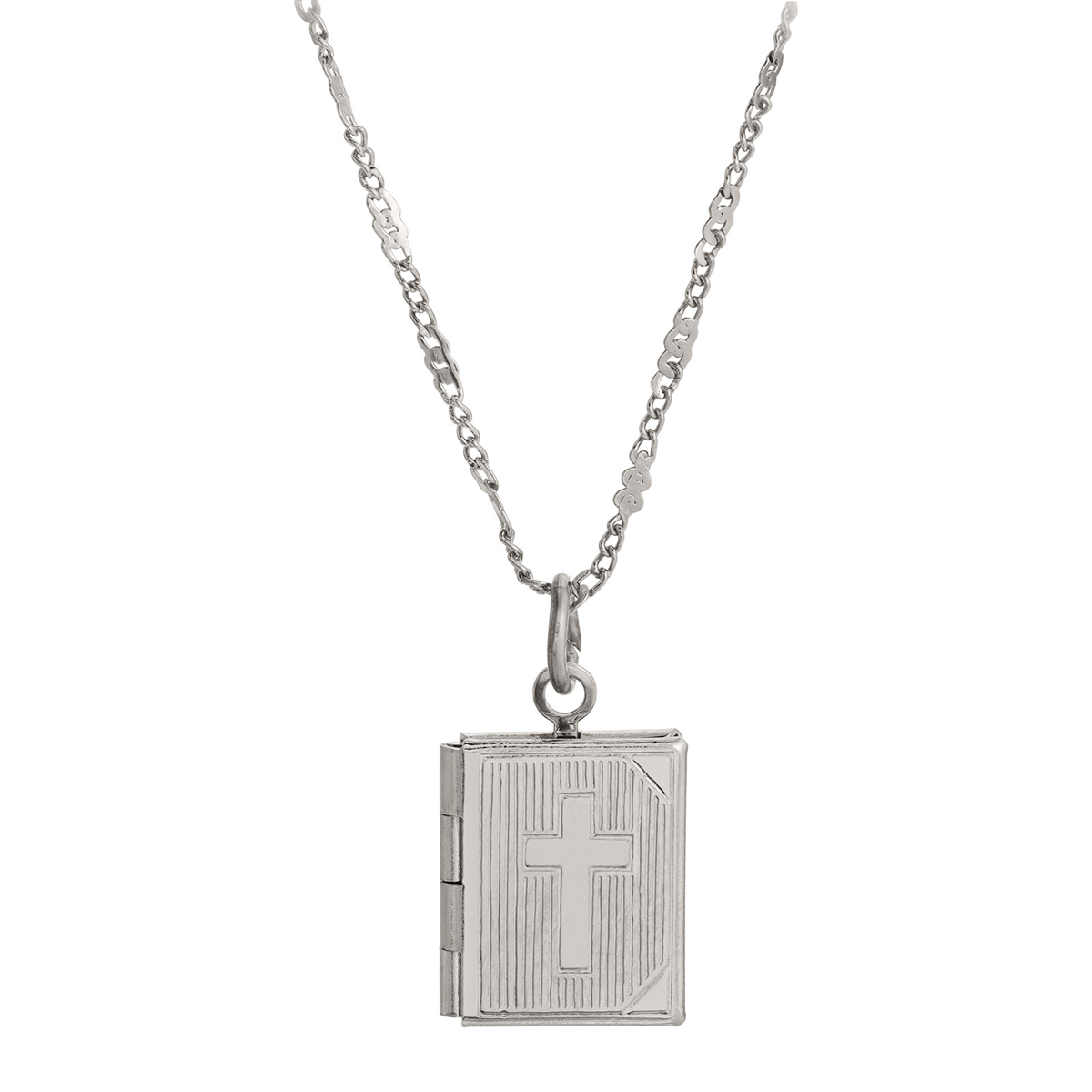 Click here for Symbols of Faith Small Silver-Tone Bible Locket Ne... prices