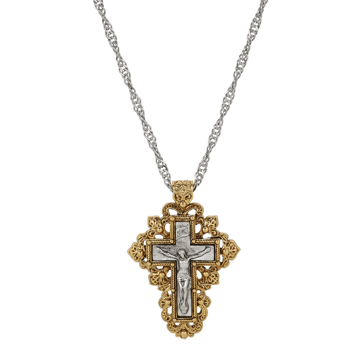 Click here for Symbols of Faith Two-Tone Filigree Crucifix Neckla... prices