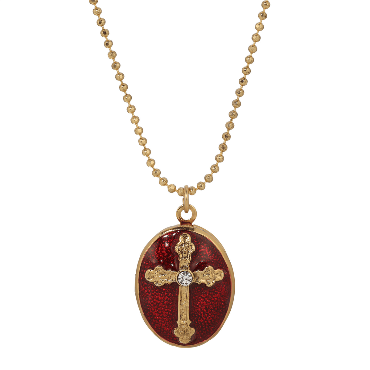 Click here for Symbols of Faith Gold-Tone Red Cross Locket Neckla... prices