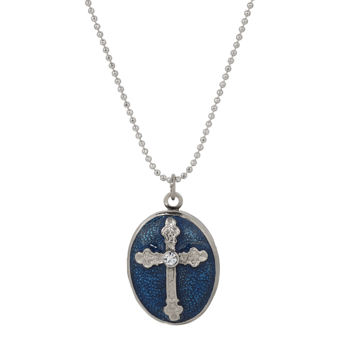Click here for Symbols of Faith Silver-Tone Blue Cross Locket Nec... prices