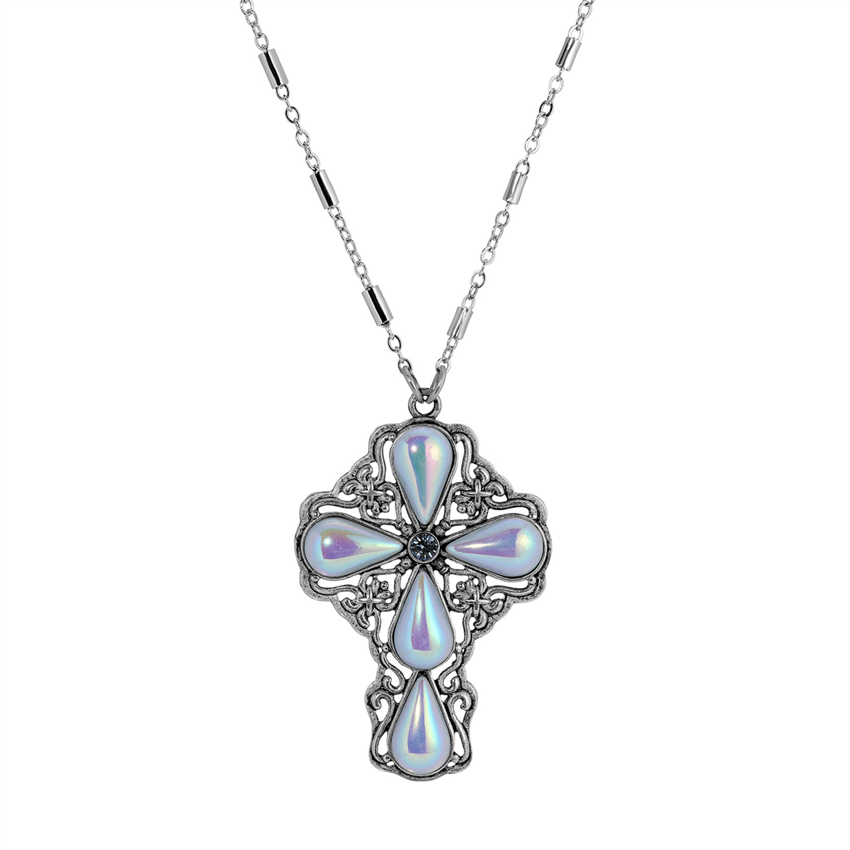 Click here for Symbols of Faith Silver-Tone AB Crystal Pendant Cr... prices