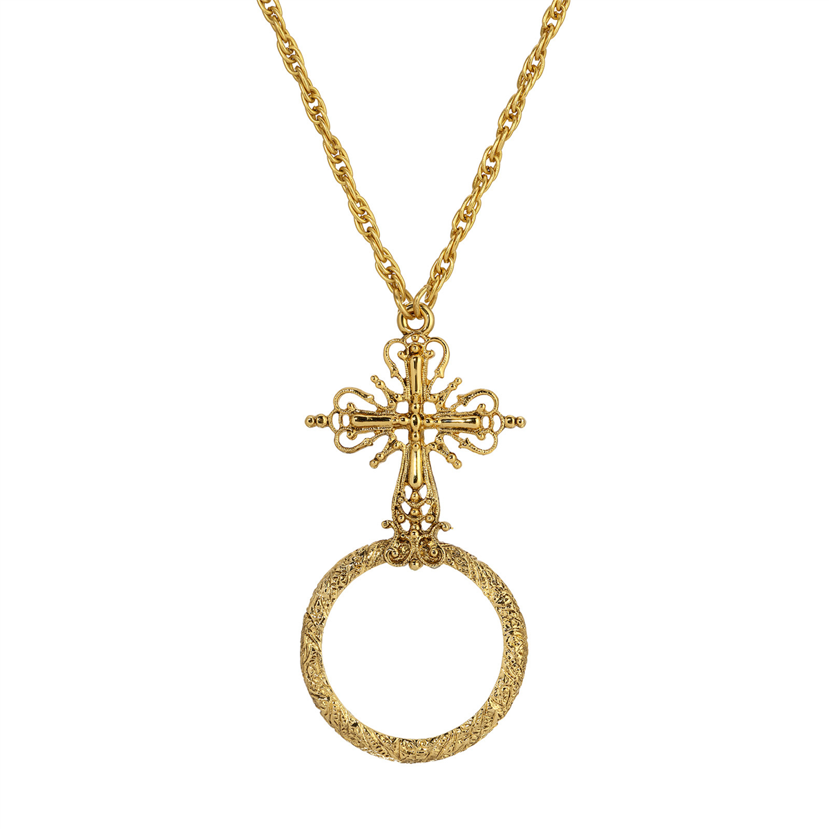 Click here for Symbols of Faith Cross Magnifying Glass Necklace prices