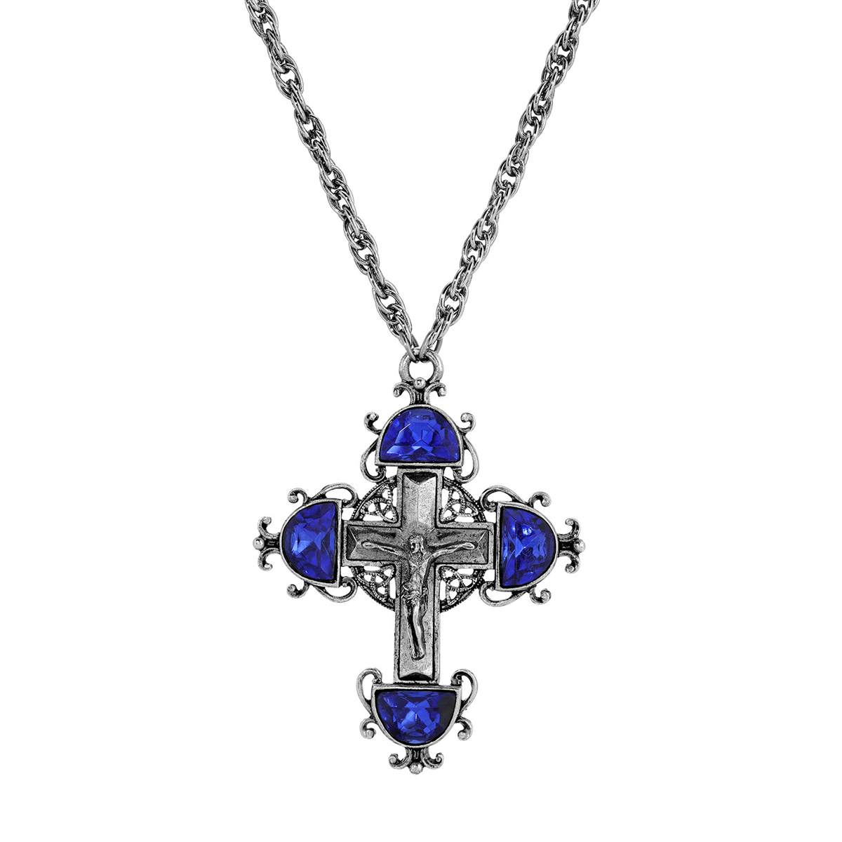 Click here for Symbols of Faith Silver Cross Color Crystal Neckla... prices