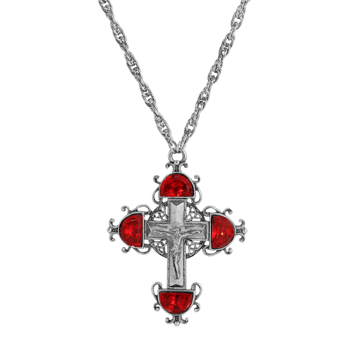 Click here for Symbols of Faith Silver-Tone Cross Color Crystal N... prices