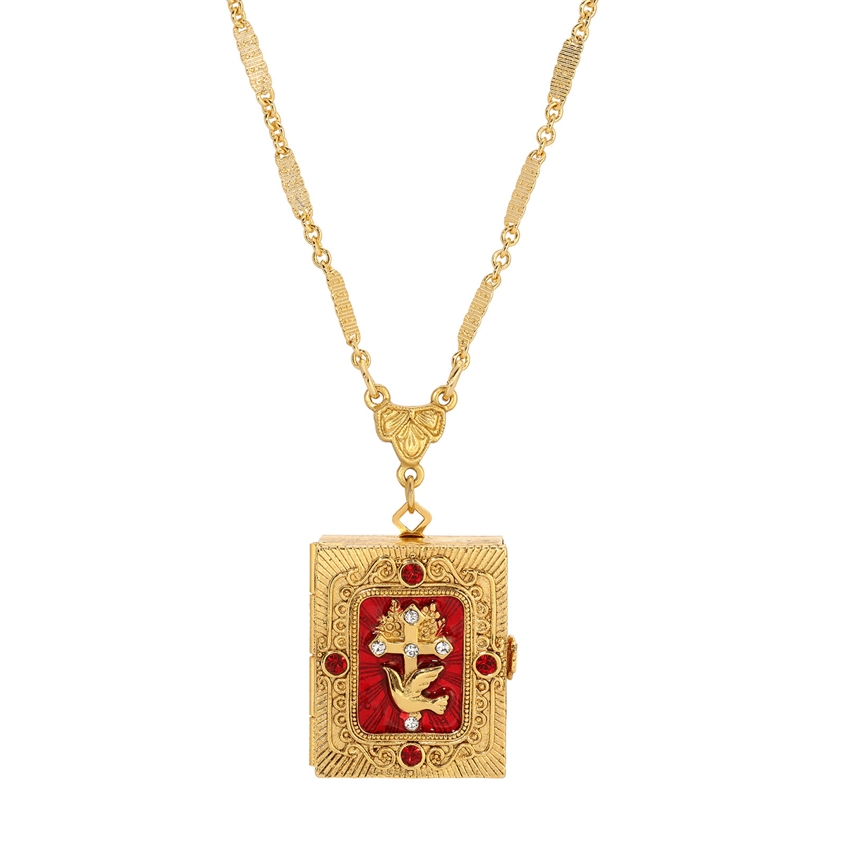 Click here for Symbols of Faith Gold-Tone Red Enamel Cross Locket... prices
