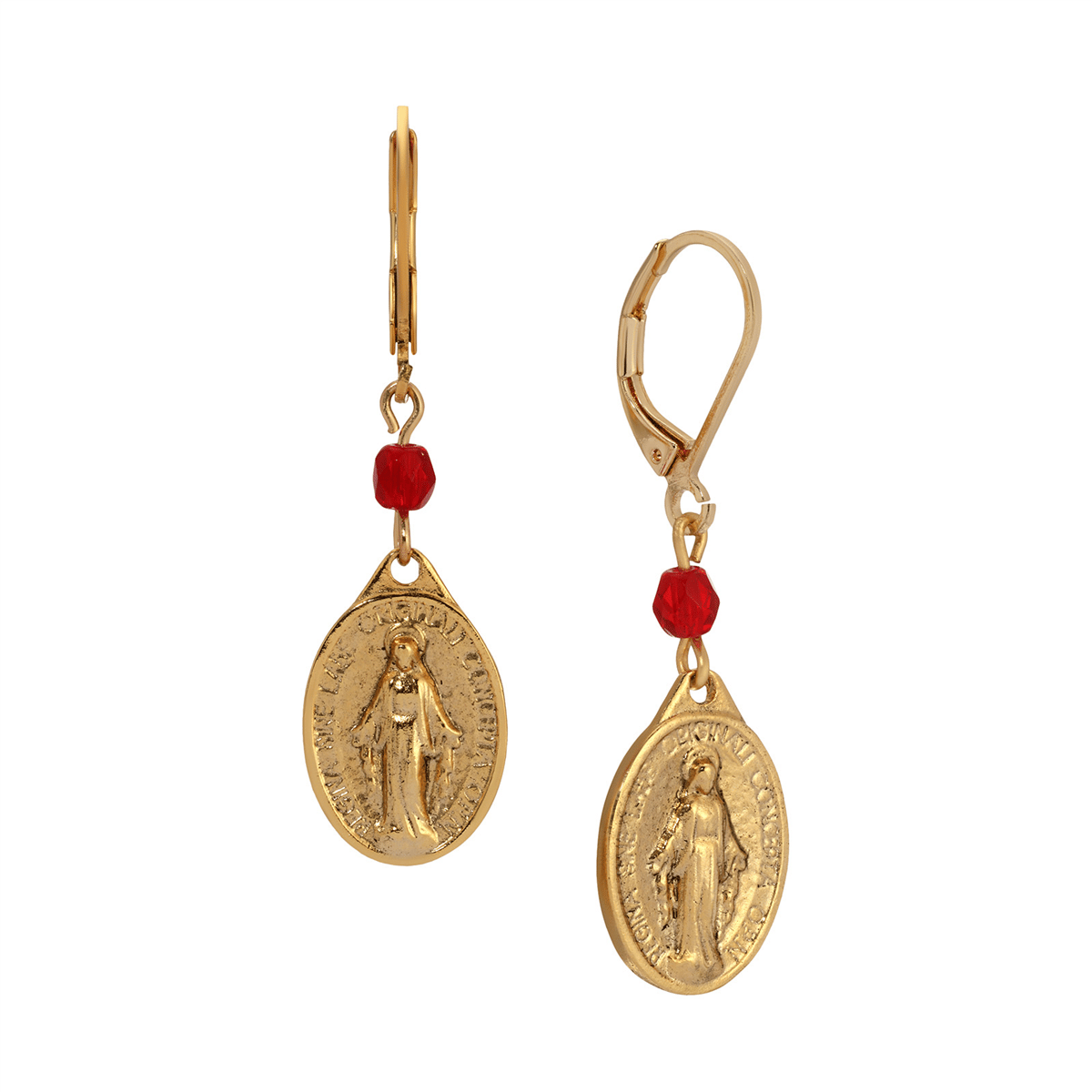 Click here for Symbols of Faith Oval Miraculous Medal Charm Earri... prices
