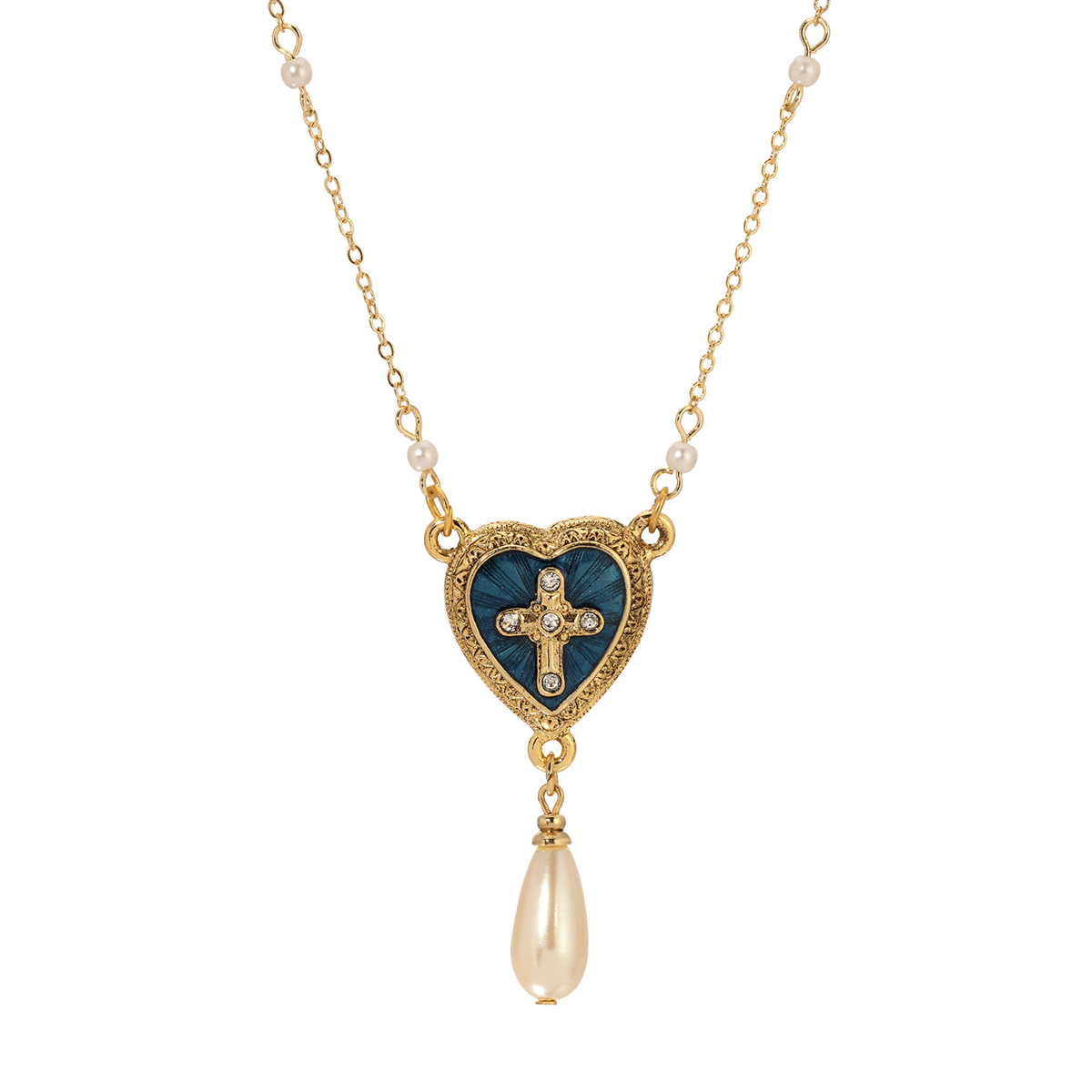 Click here for Symbols of Faith Blue Enamel Heart With Cross & Te... prices