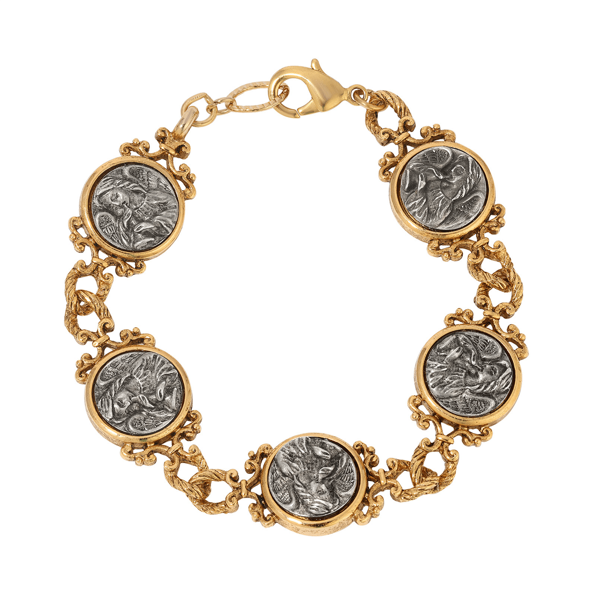 Click here for Symbols of Faith Two-tone Spiritual Motif Clasp Br... prices