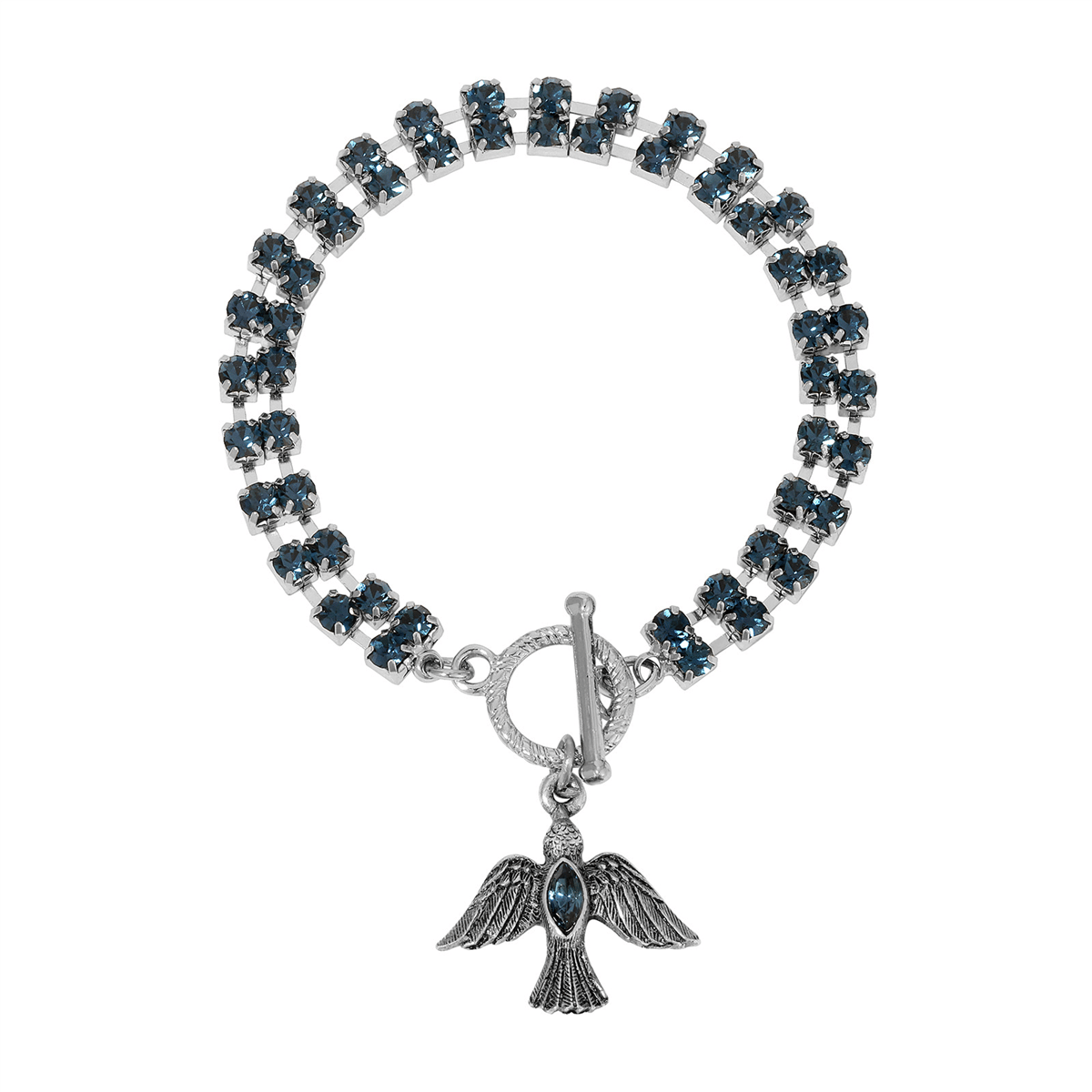 Click here for Symbols of Faith Silver-Tone 2-Row Crystal Dove Ch... prices