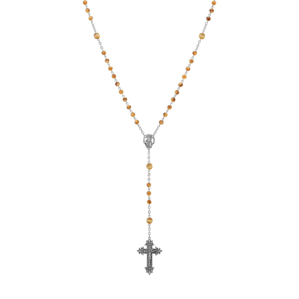 Click here for Symbols of Faith Silver-Tone Beaded Crucifix Rosar... prices