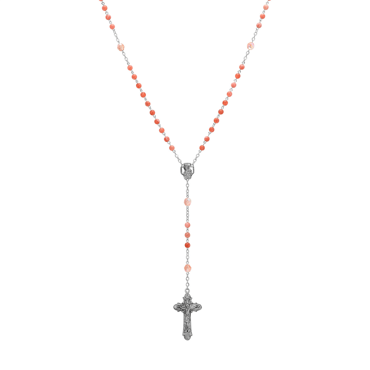 Click here for Symbols of Faith Silver-tone Beaded Crucifix Rosar... prices
