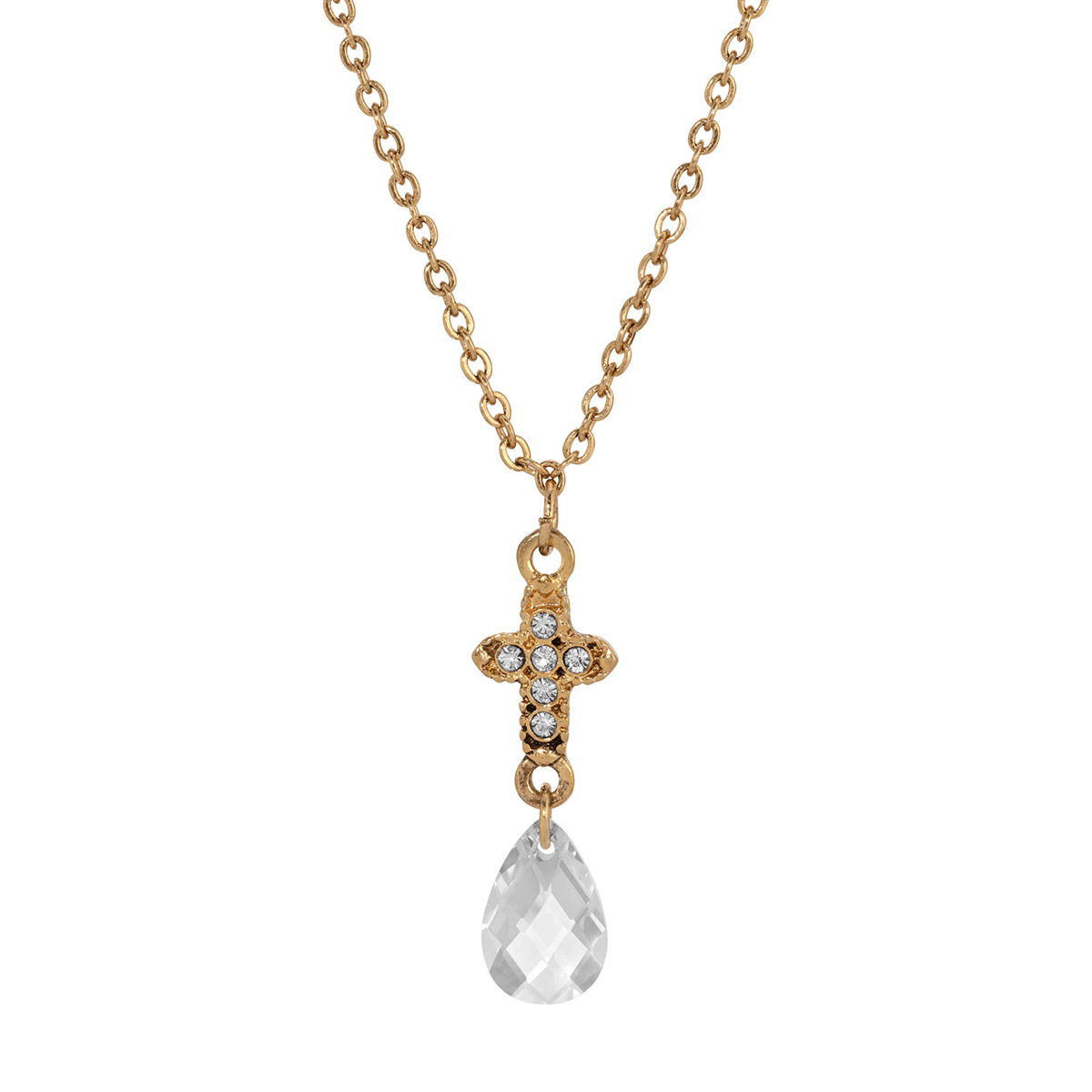 Click here for Symbols of Faith Gold-Tone Crystal Cross Briolette... prices