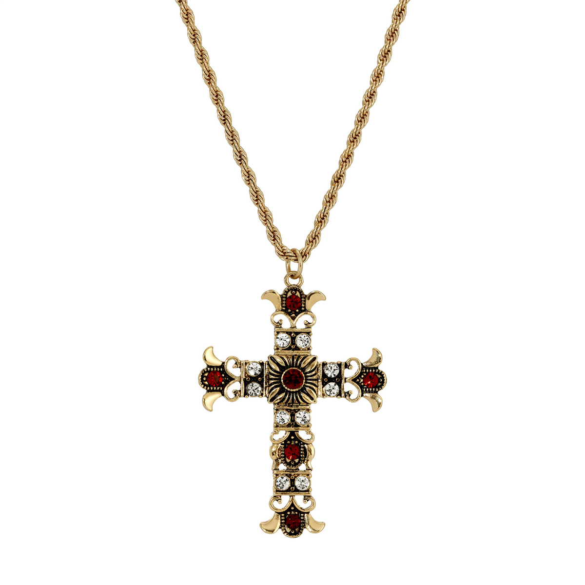 Click here for Symbols of Faith Gold-Tone Cross Clear Crystal & B... prices