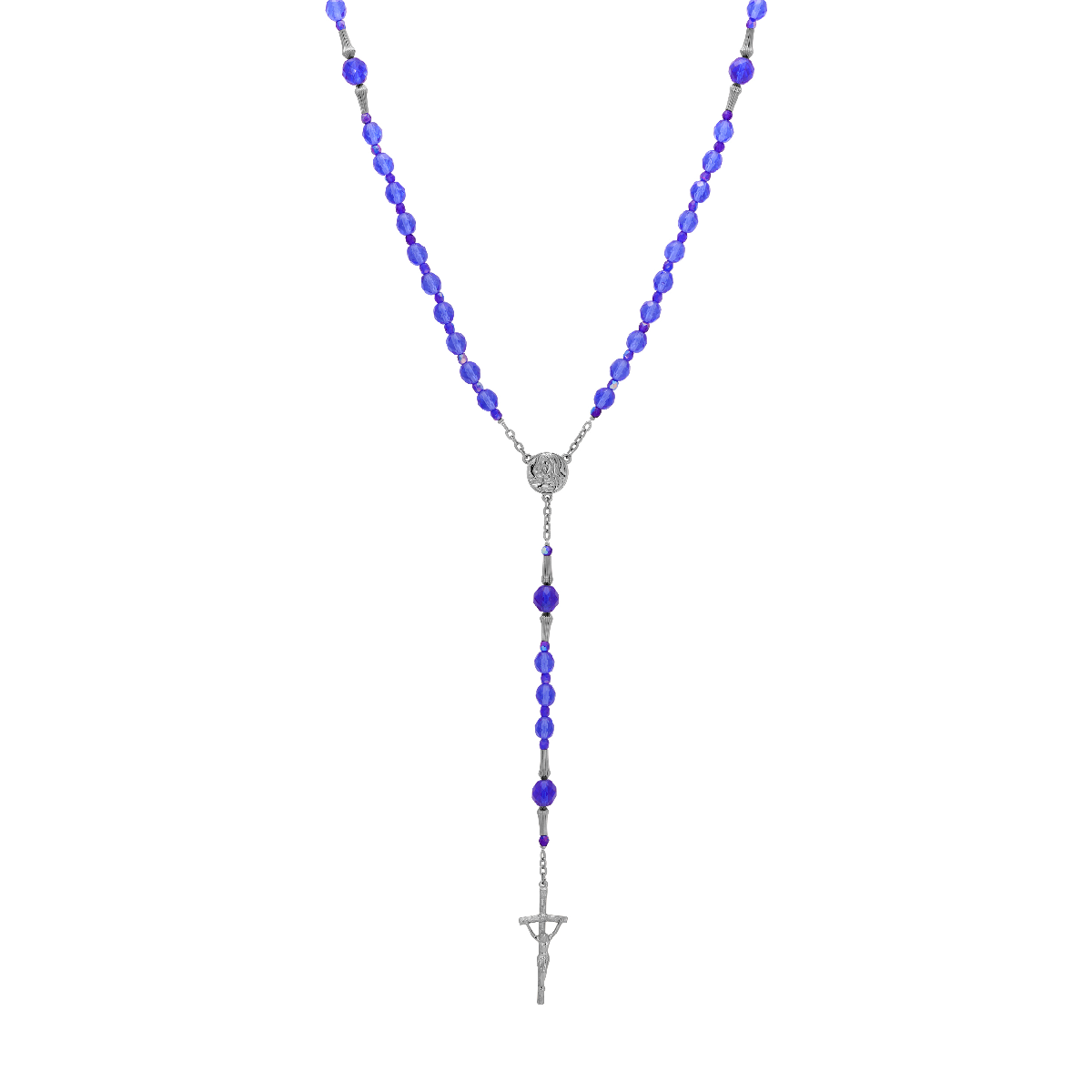 Click here for Symbols of Faith Blue Bead Virgin Mary Crucifix Ro... prices