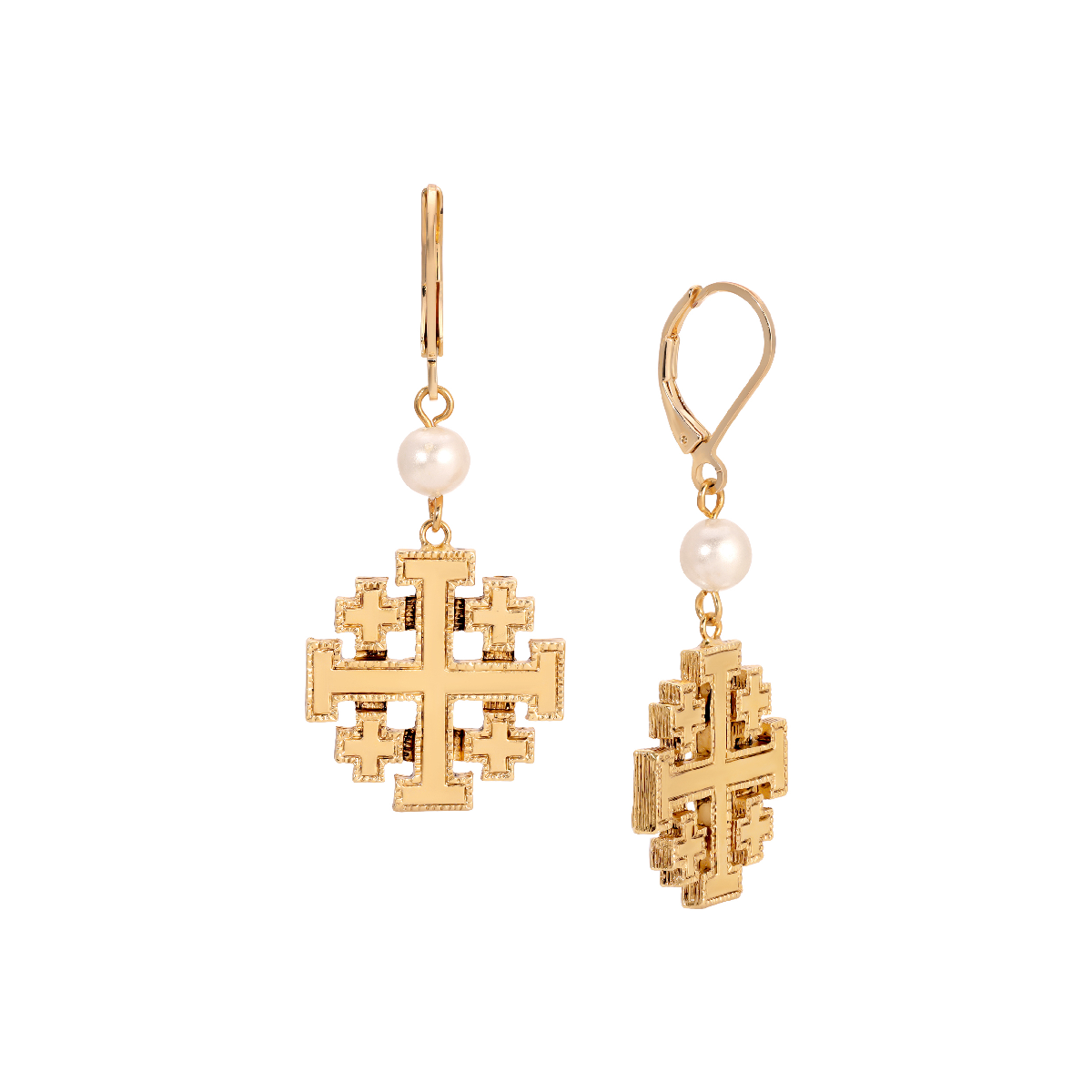 Click here for Symbols of Faith Gold-Tone Jerusalem Cross Leverba... prices