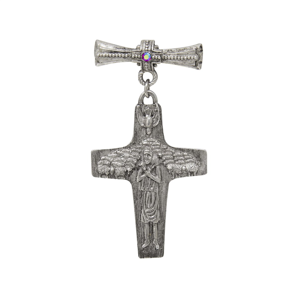 Click here for Symbols of Faith Pewter Tone Red Stone Pope Franci... prices