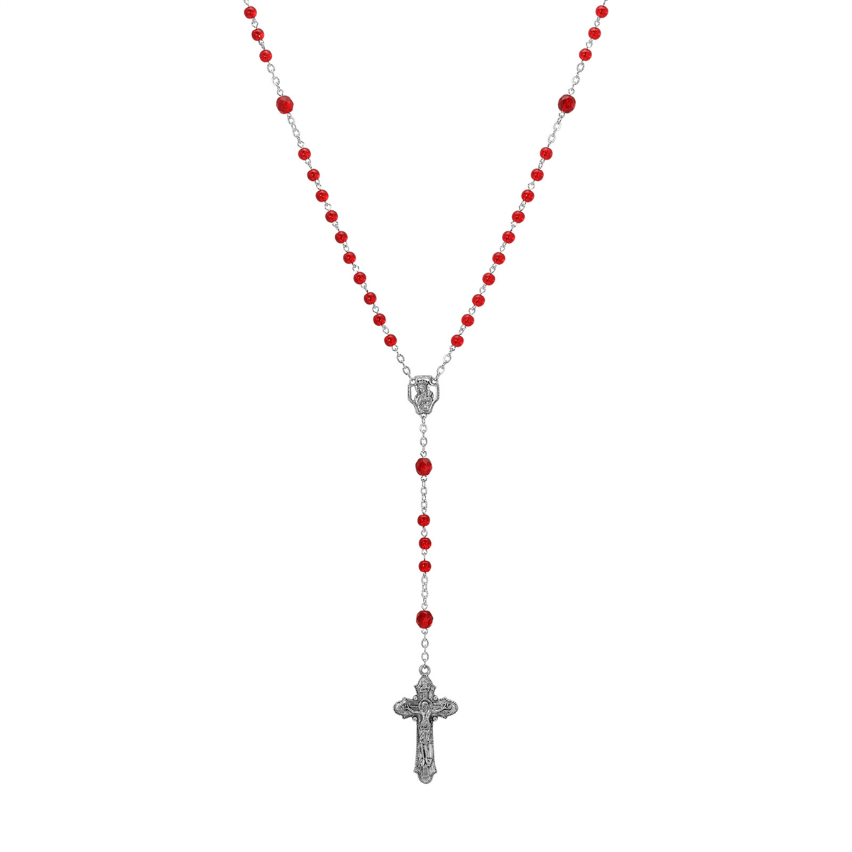 Click here for Symbols of Faith Silver-Tone Beaded Crucifix Rosar... prices