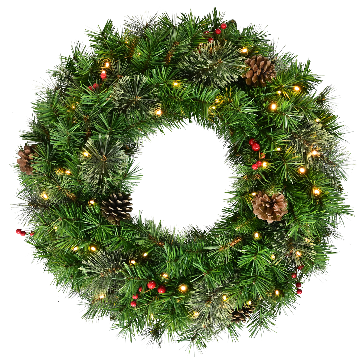 Click here for Puleo International 24in. Pre-Lit Pinecone& Berrie... prices