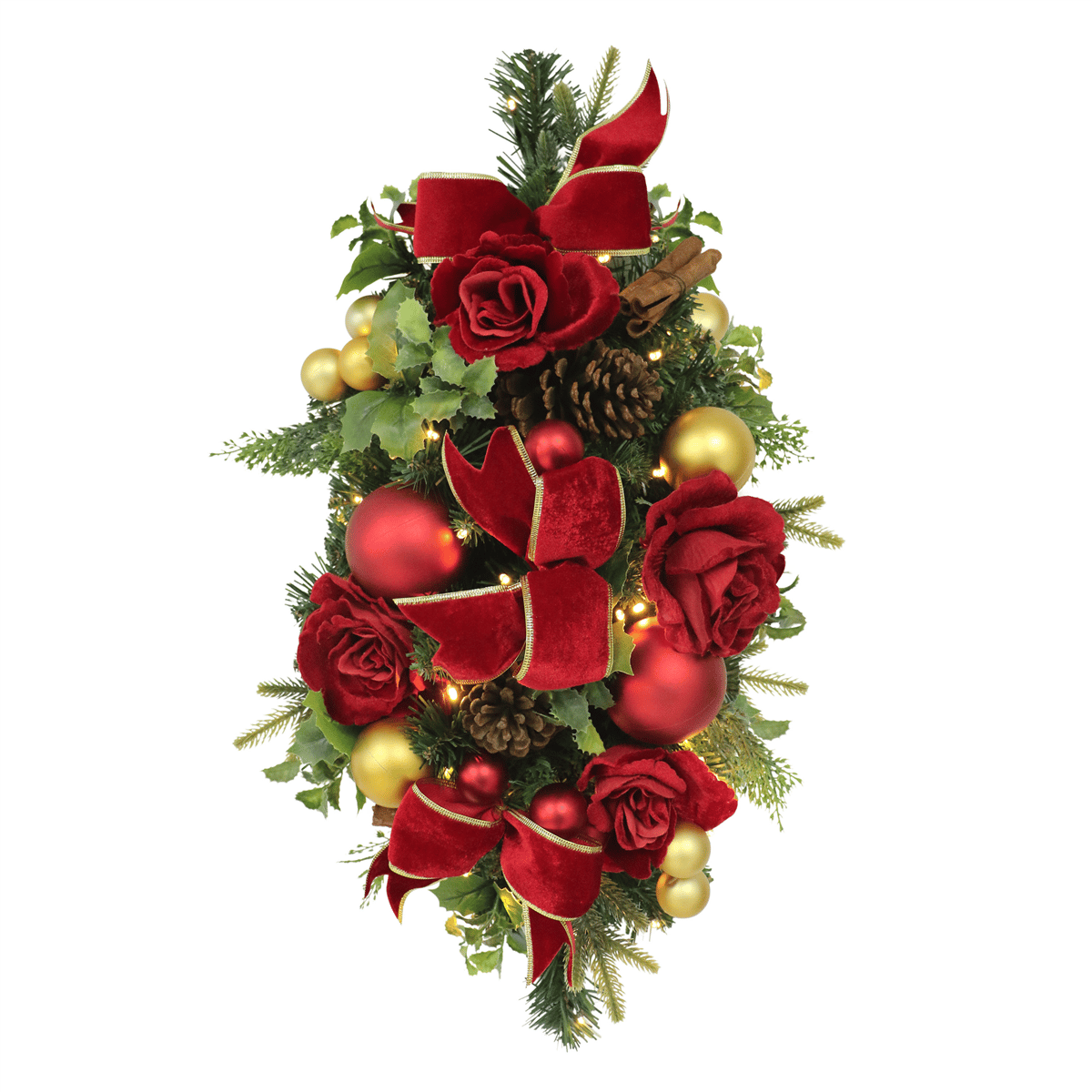 Click here for Puleo International Pre-Lit Adorned Red & Gold Ban... prices