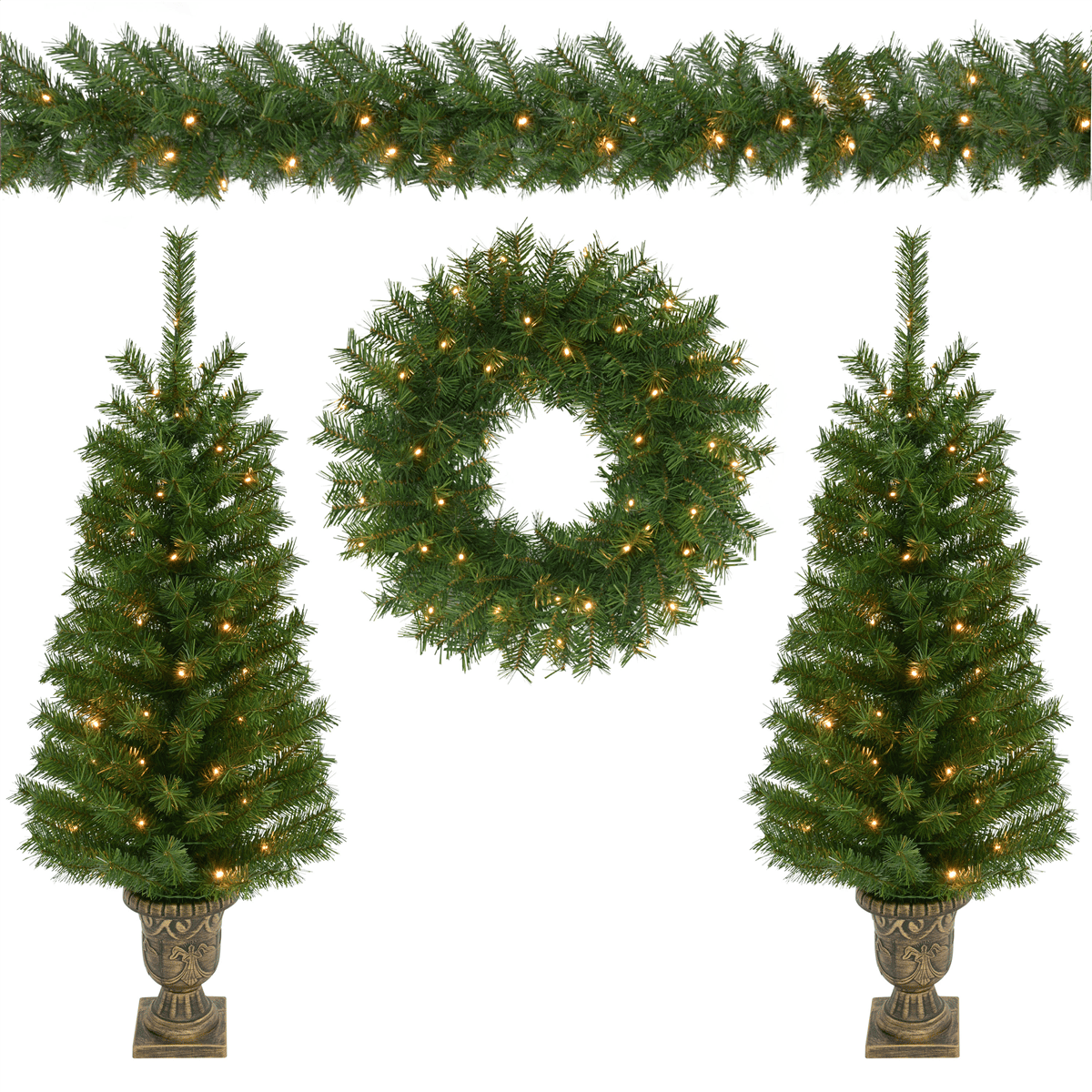 Click here for Puleo International 4pc. Pre-Lit Christmas Decor S... prices