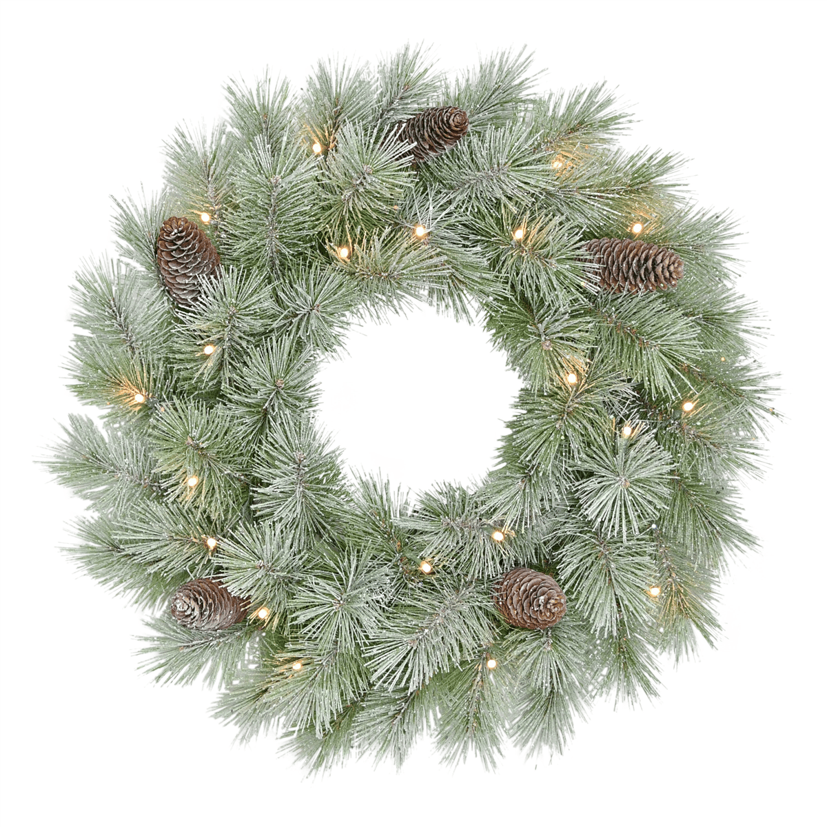 Click here for Puleo International 24in. Pre-Lit Flocked Wreath w... prices