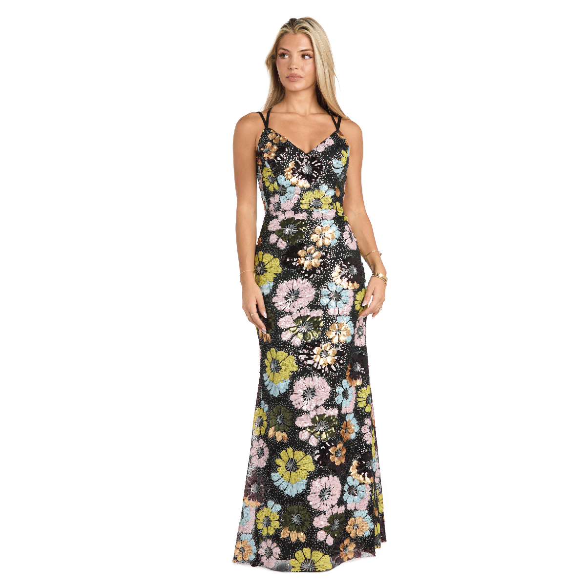 Click here for Juniors Morgan & Co. Sequin Floral Sheath Dress prices
