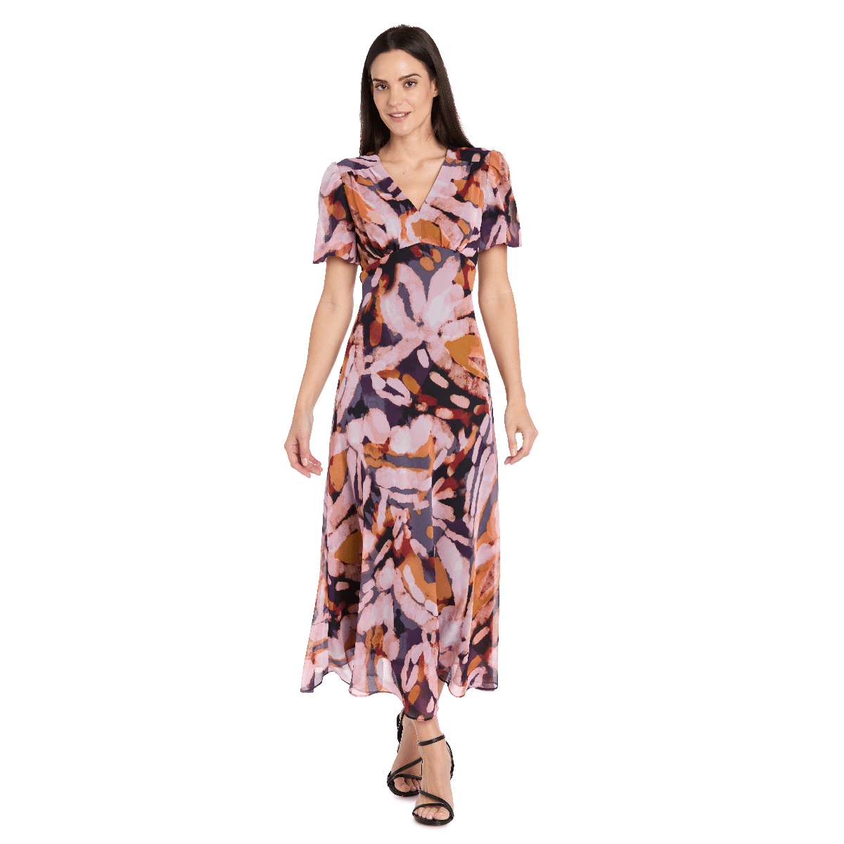 Click here for Women R&M Richards Daytime Floral Rhapsody Midi Dr... prices